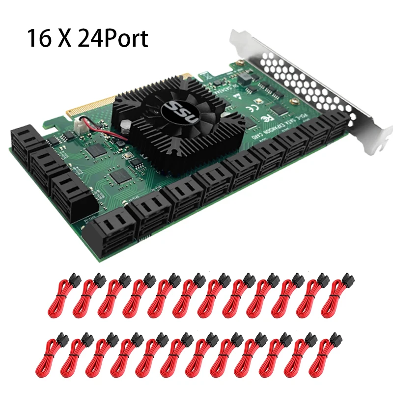Pcie Sata Card 24 Port With Cables, 6 Gbps Sata 3.0 Controller Pci ...