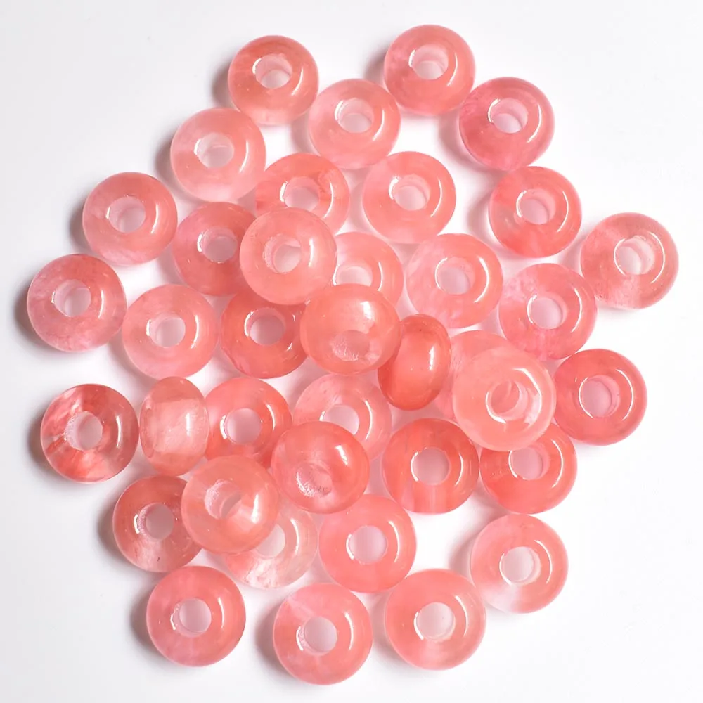 Fashion top quality watermelon red stone round shape big hole charms ...