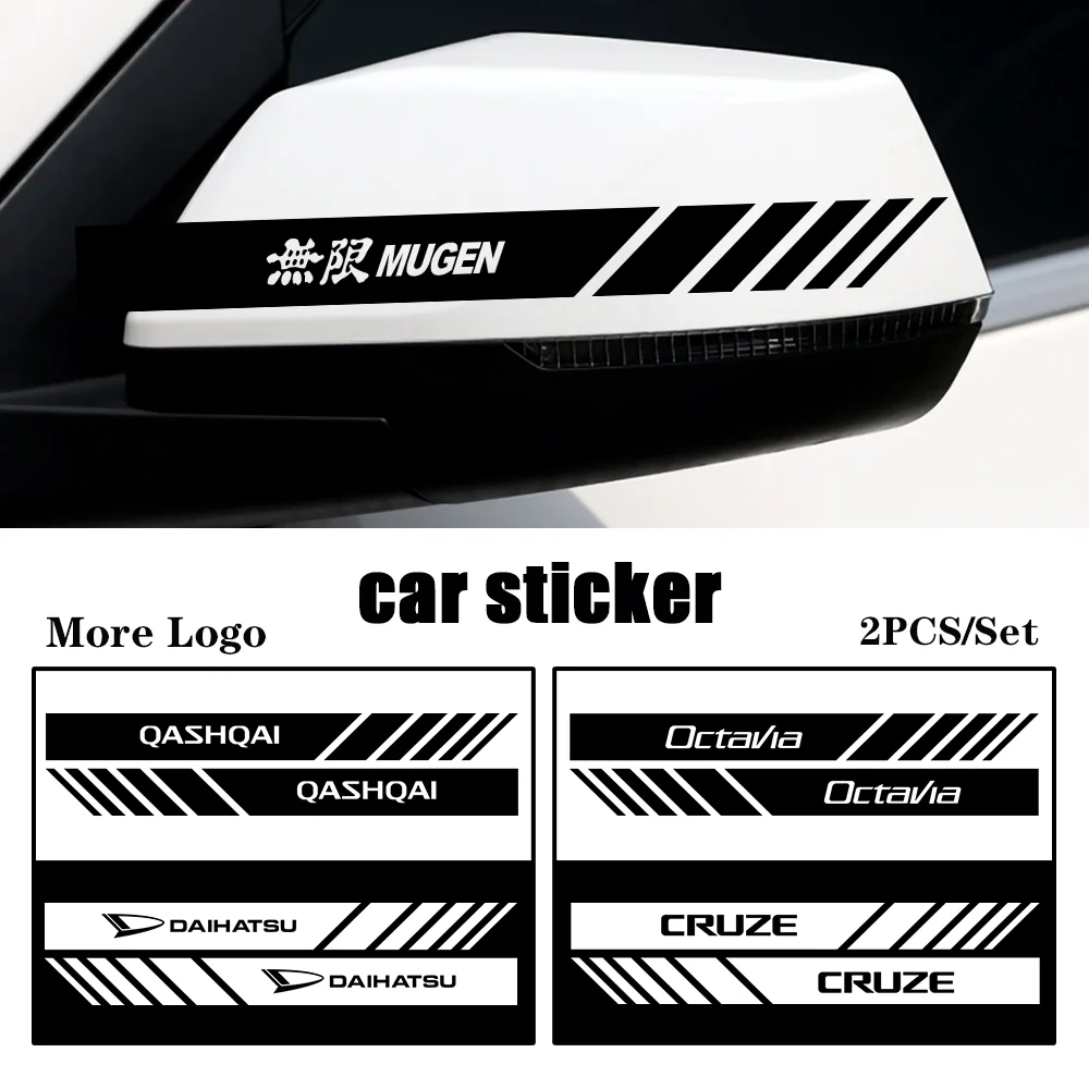 1Pair Car Goods Rear View Mirror Sticker Reflective Vinyl Sticker For ...