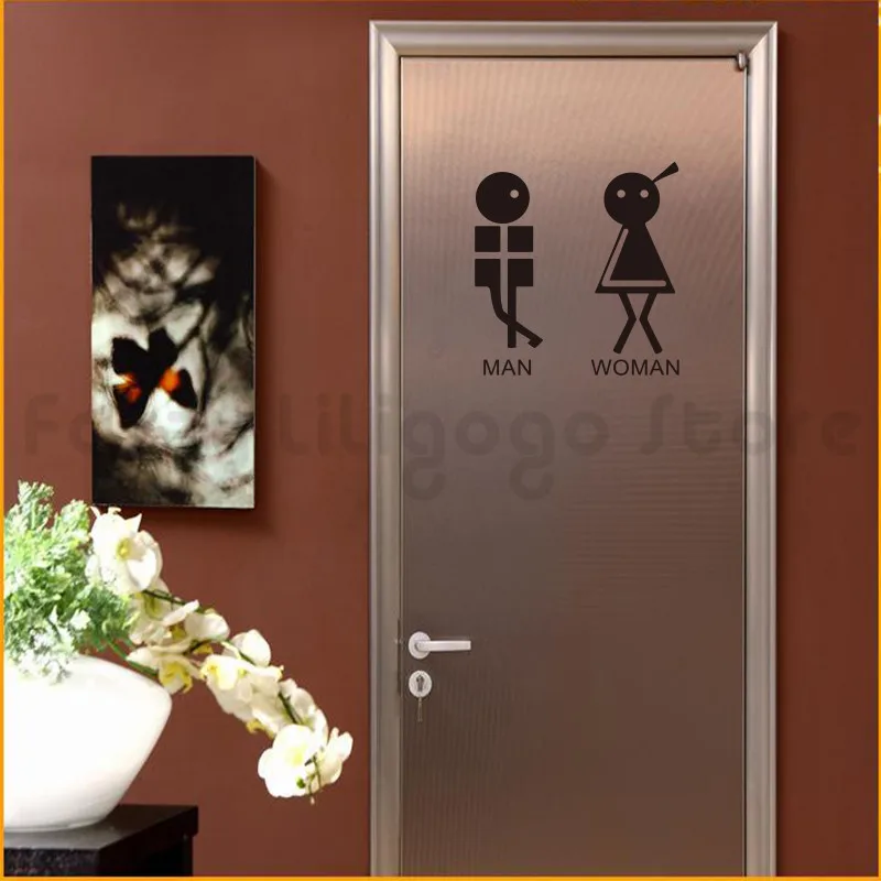 Engraçado banheiro masculino adesivos wc wc porta vinil adesivos de ...