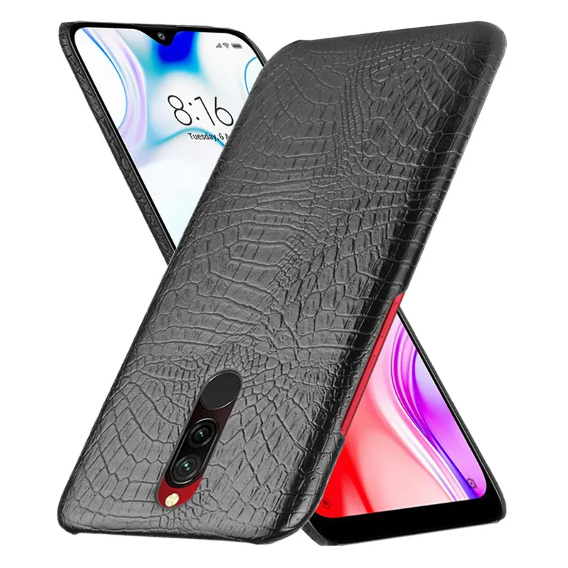 Hard Bumper Case Cover For Xiaomi Redmi 8 Case PU Leather crocodile ...