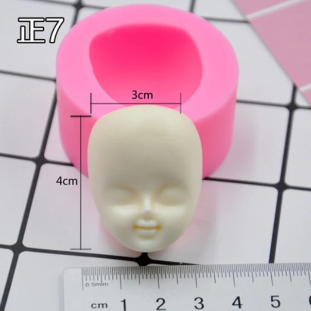 Cute Doll Head Face Moulds Fondant Cakes Decor Tools Silicone Molds ...