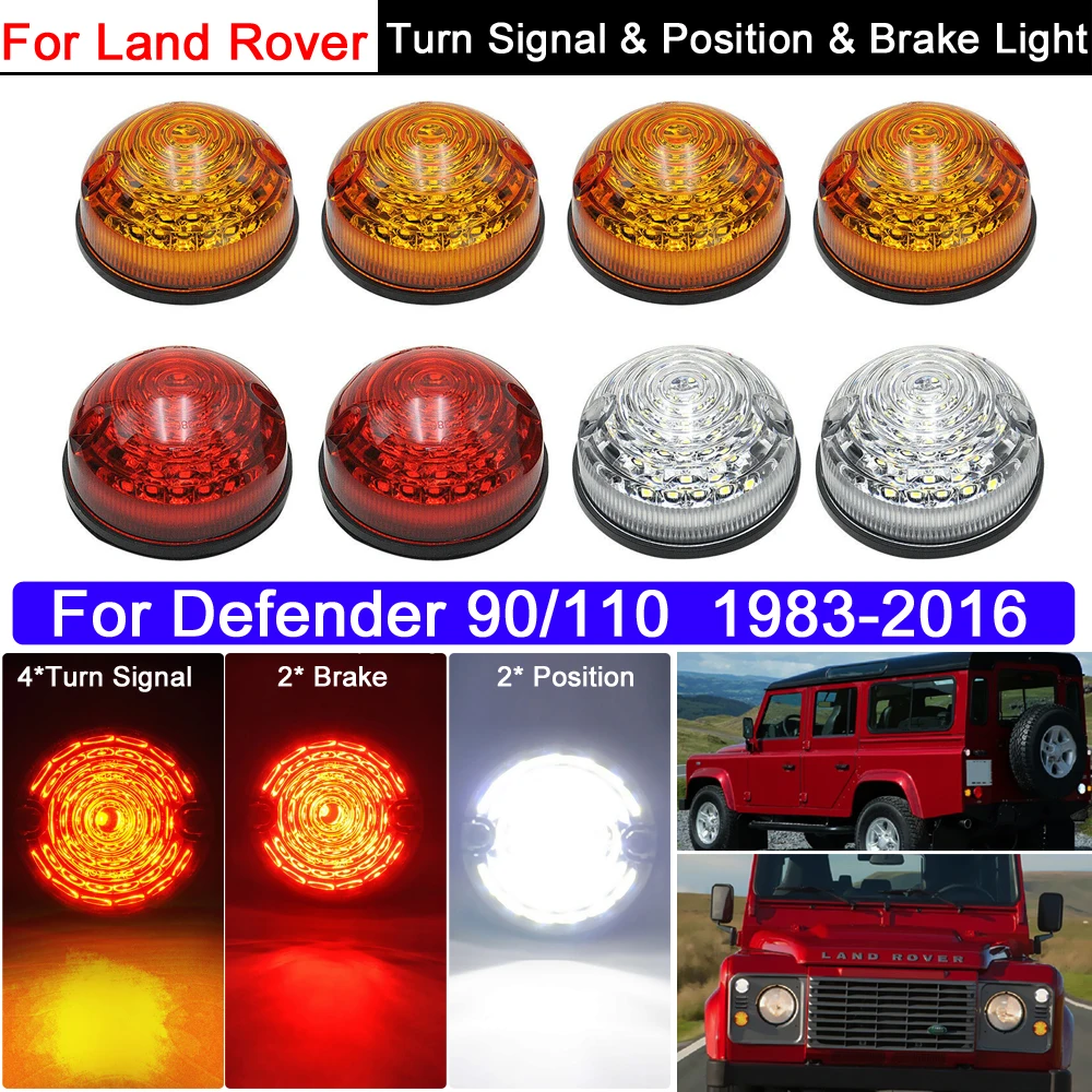 8Pcs LED Lights Amber Turn Signal Light White LED Position Light Red ...