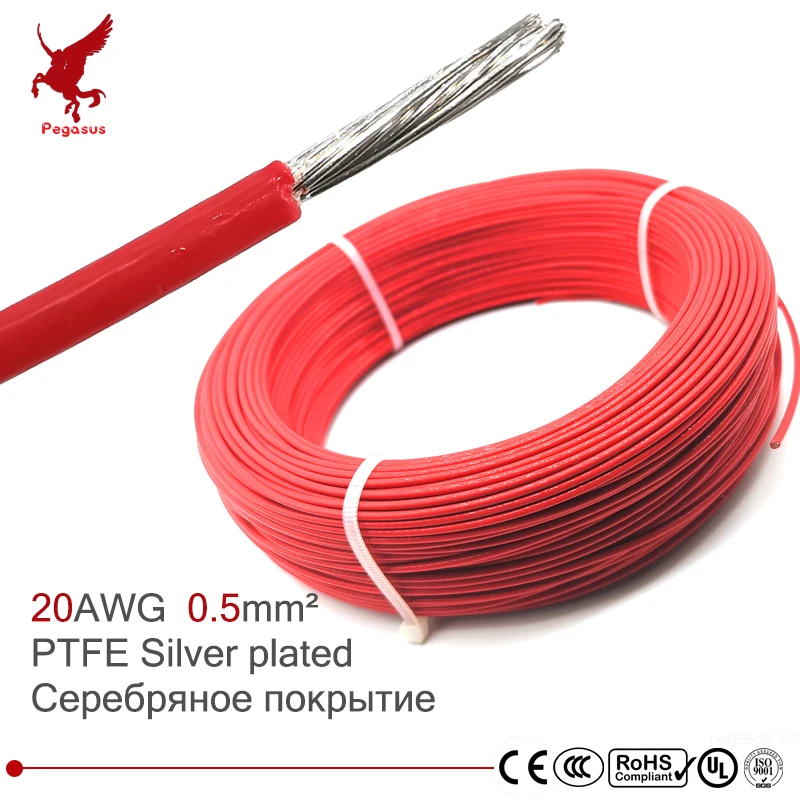 20awg 0.5 Square Millimeter Power Cable Ptfe Tinned Silver Plated Flame ...