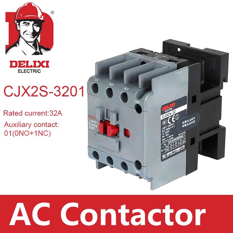 CJX2s-3201 AC Contactor DELIXI 32A 3 Poles NC Normal Closed Coil Voltage 24V 36V 110V 220V 380V ...