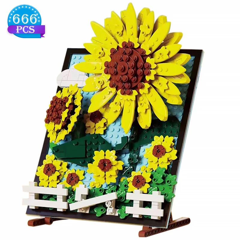 Echnical Ideas Diy Flower Series Building Blocks Sunflower Drawing ...