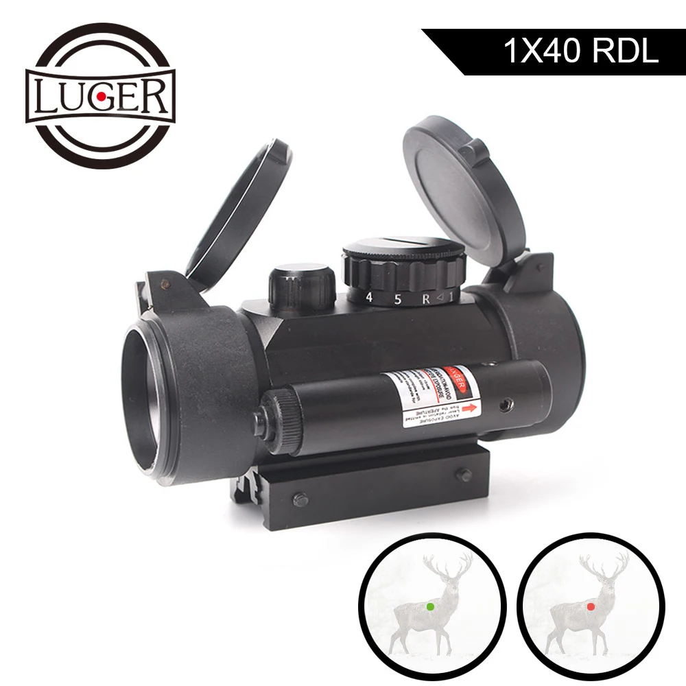 Luger 1x40 Red Green Mid Dot Illumination Hunting Scope Red Dot Laser ...