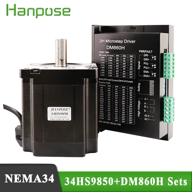 NEMA34-86-stepper-motor-34HS9850-DM860H-drive-86x98mm-6-0-N-m-5A-14mm ...