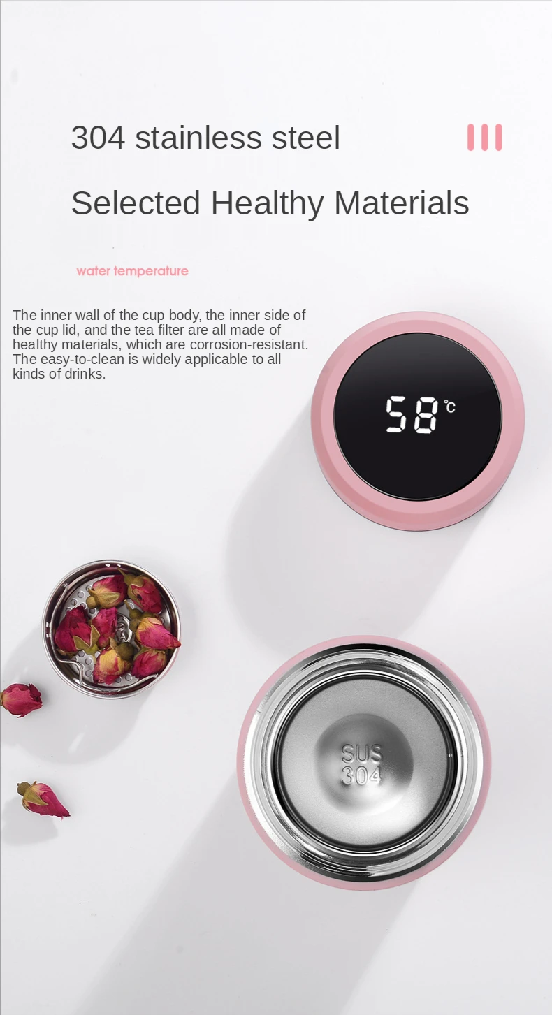 Bouteille isotherme,Bouteille isotherme intelligente en acier inoxydable,avec écran numérique ...