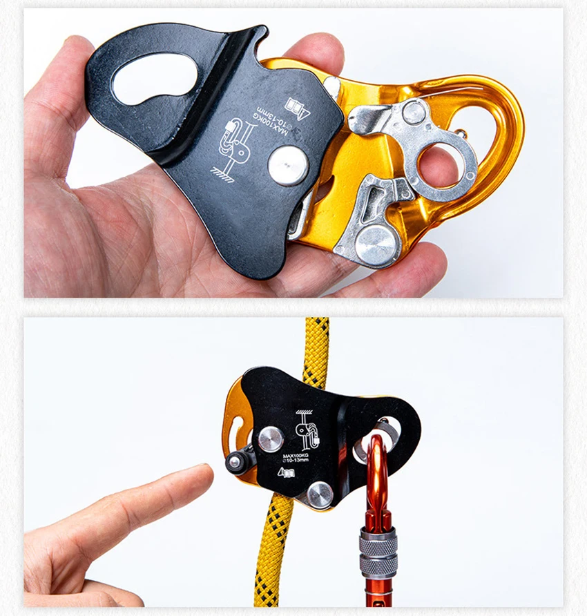 Rock Climbing Ascender Fall Arrest Protection Belay Device Self-Locking ...
