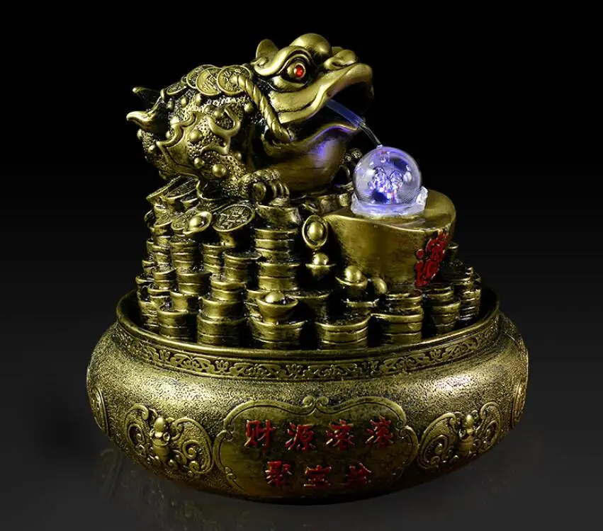 Synthetic Resin Golden Toad Flowing Water Cornucopia Fortune Source Of ...