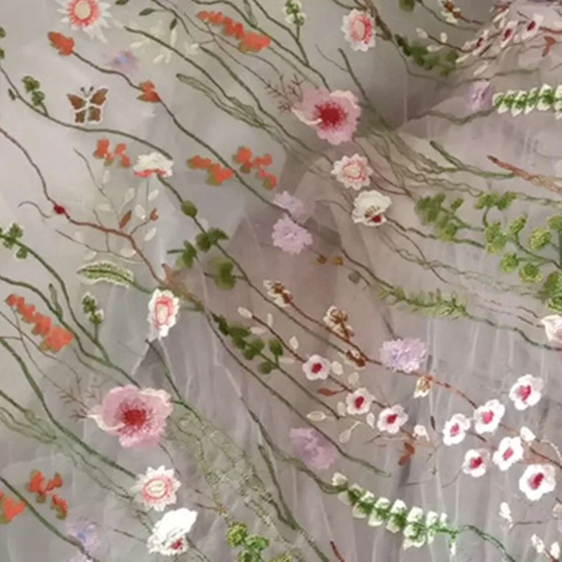Base de malla con bordado Floral, telas para vestido DIY, accesorios de ...