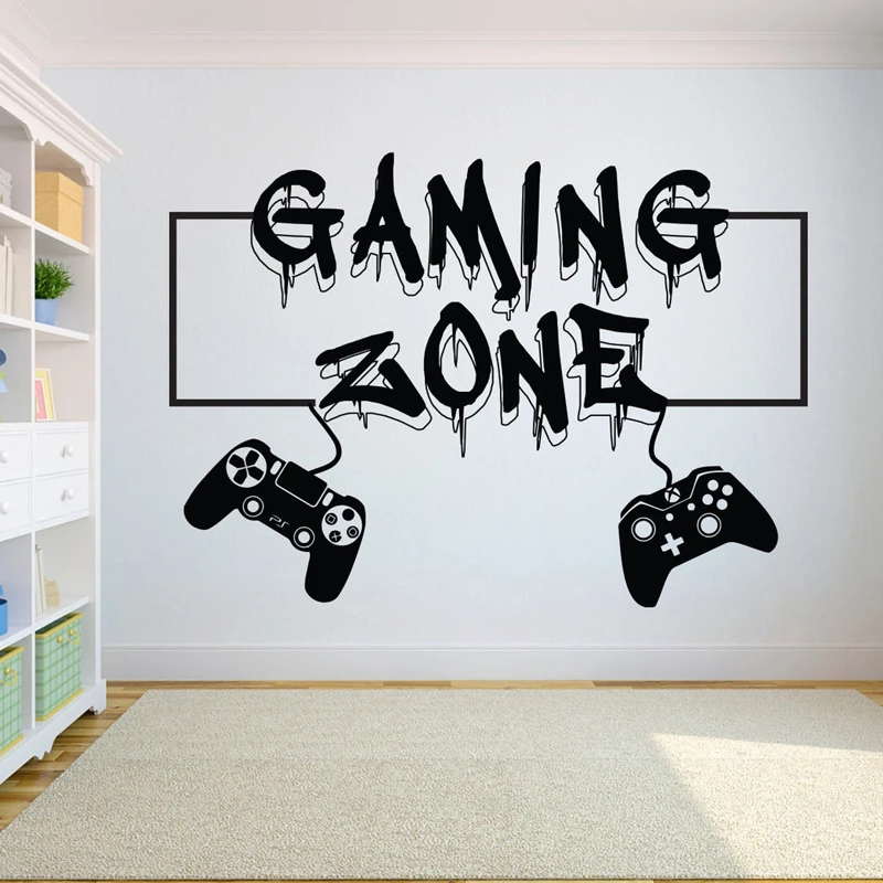Gamer Wall Decal Gaming Zone Controller Video Game Vinyl Sticker ...