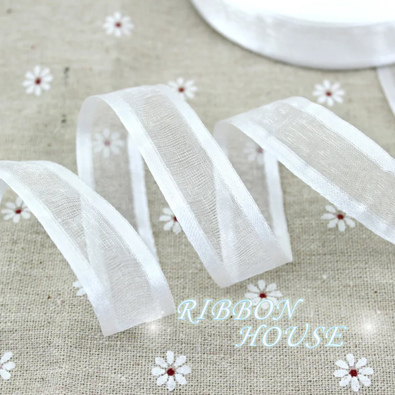 3/4'' (20mm) White Broadside Organza Ribbons Wholesale Gift Wrapping ...