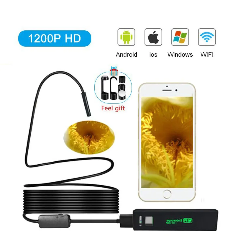 Wifi Endoscope Camera Mini Waterproof Soft Cable Inspection Camera 8mm ...