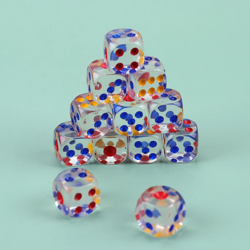 10pcs Transparent Board Game Dice Acrylic 6 Sided Round Corner Digital ...