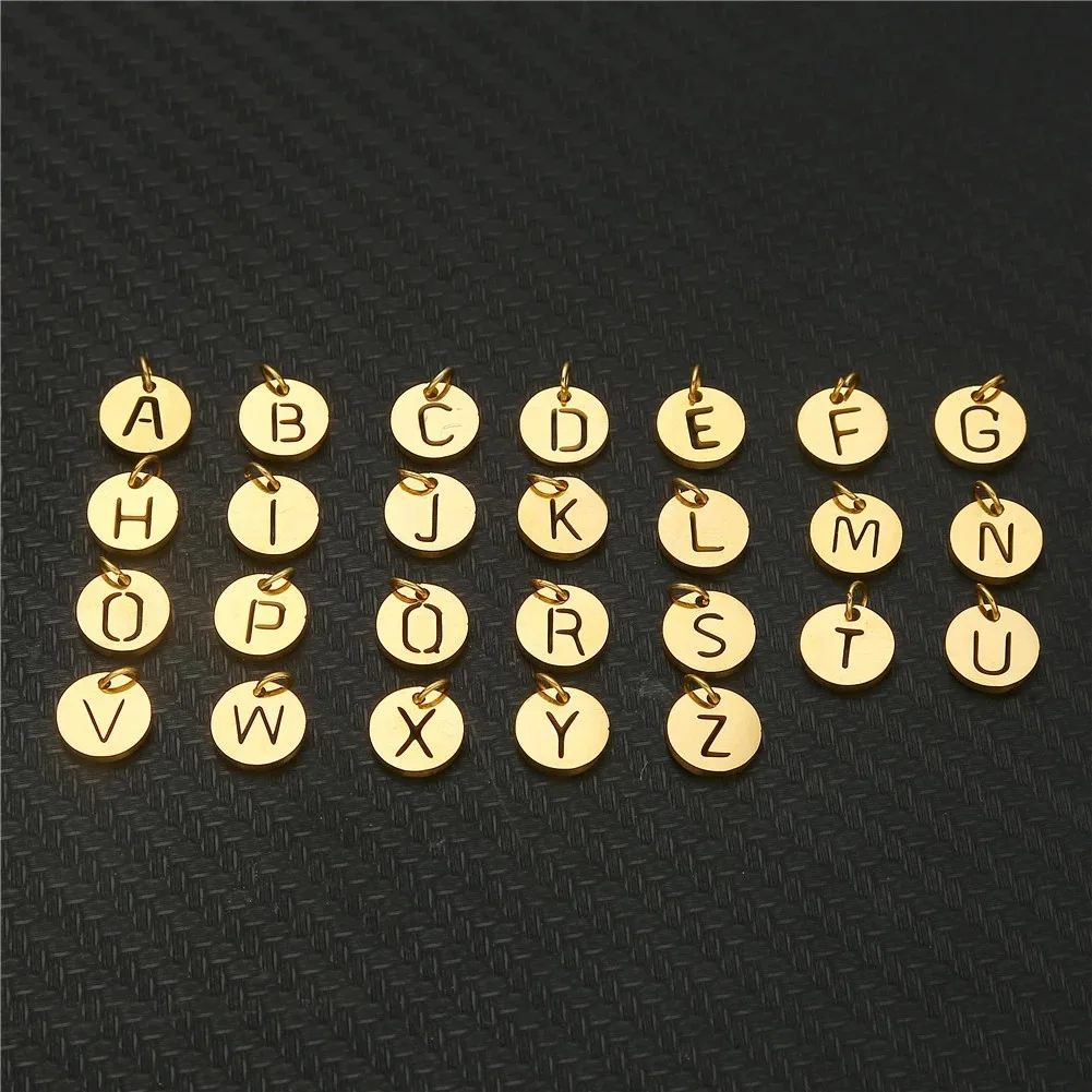 Stainless-Steel-Round-Tag-26-Capital-Letters-Small-Pendant-With-Jumping ...