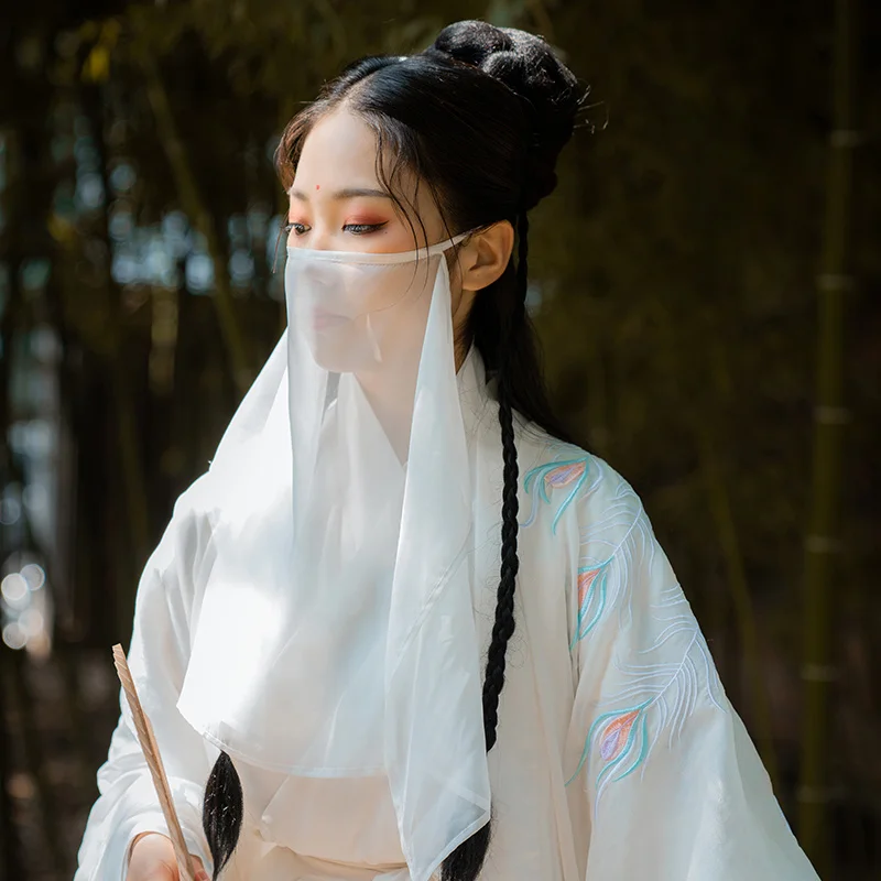 Hanfu-Solid-Color-Veil-Female-Antique-Cover-Face-Sunproof-Semi ...