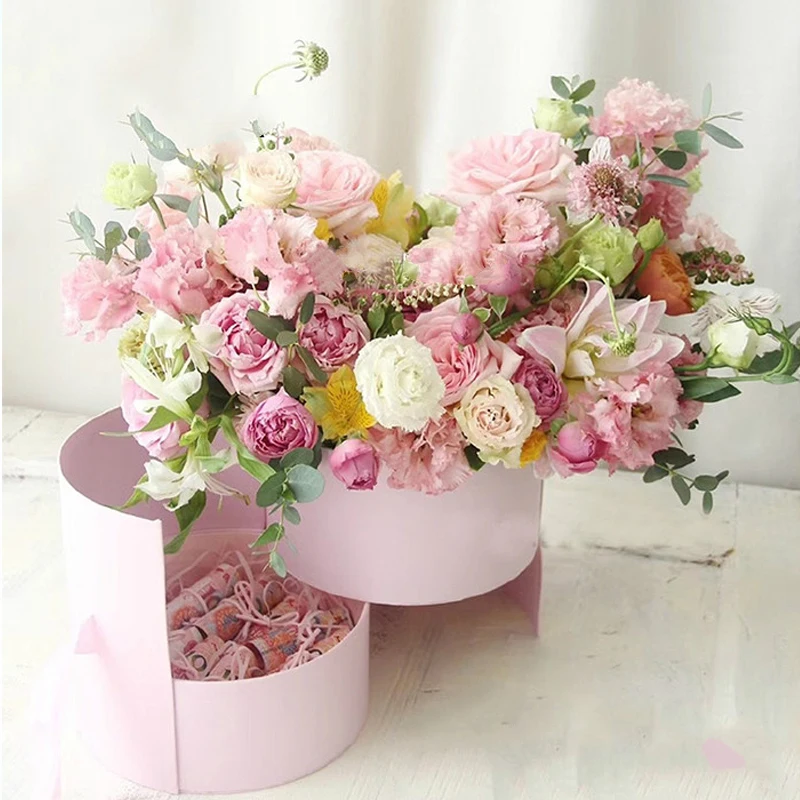 Double-Layer-Round-Flower-Paper-Boxes-with-Ribbon-Surprise-Rose-Box ...