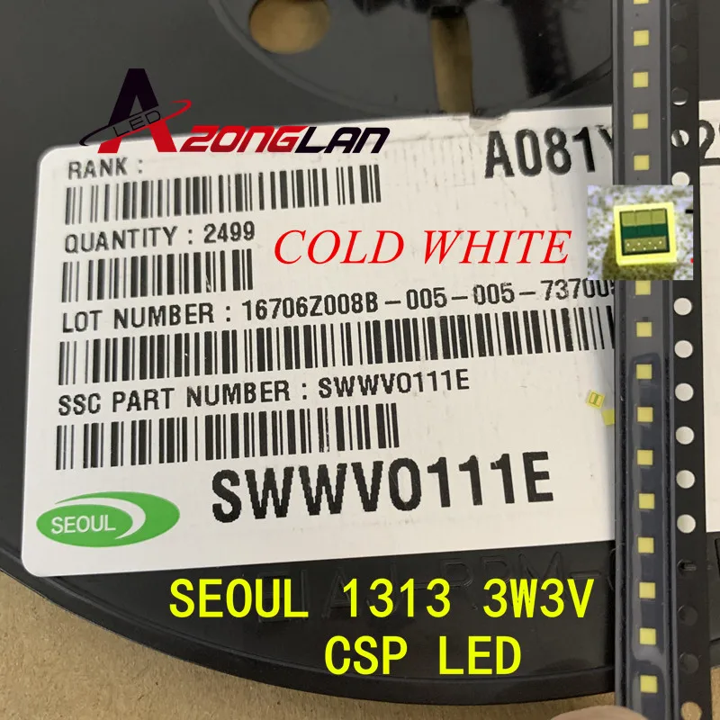 500 pces seul led backlight 3w 3v csp 1313 branco fresco lcd backlight ...