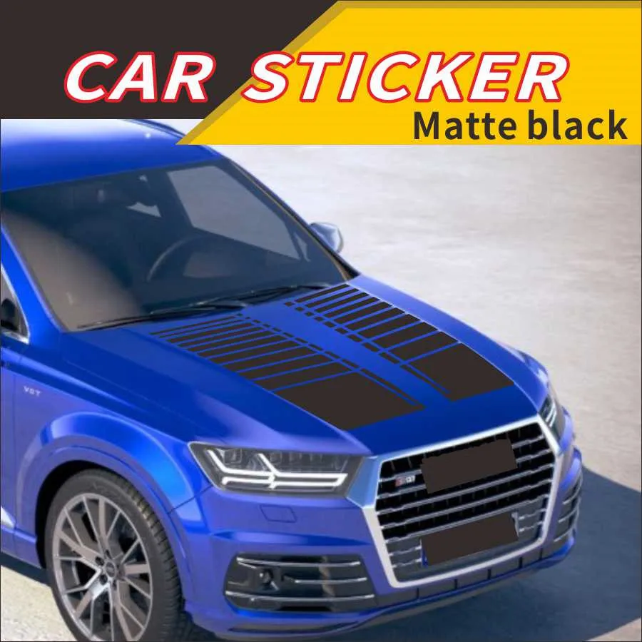 2x 95cm Matte Black Stripe Graphics Car Hood Sticker Body Cover ...