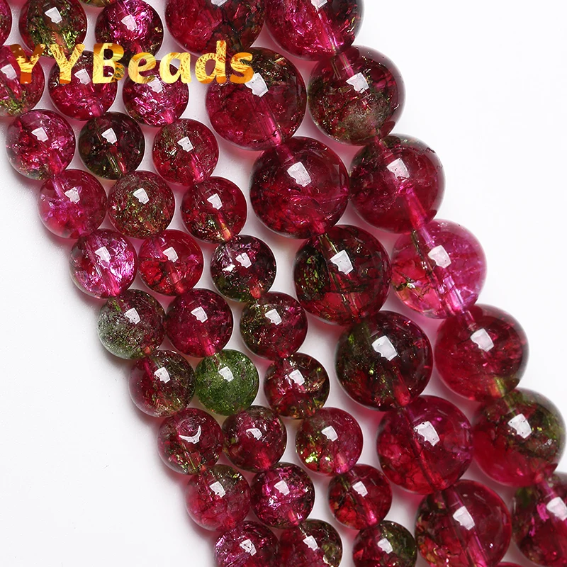 Natural-Red-Watermelon-Crystal-Quartz-Stone-Round-Loose-Beads-For ...
