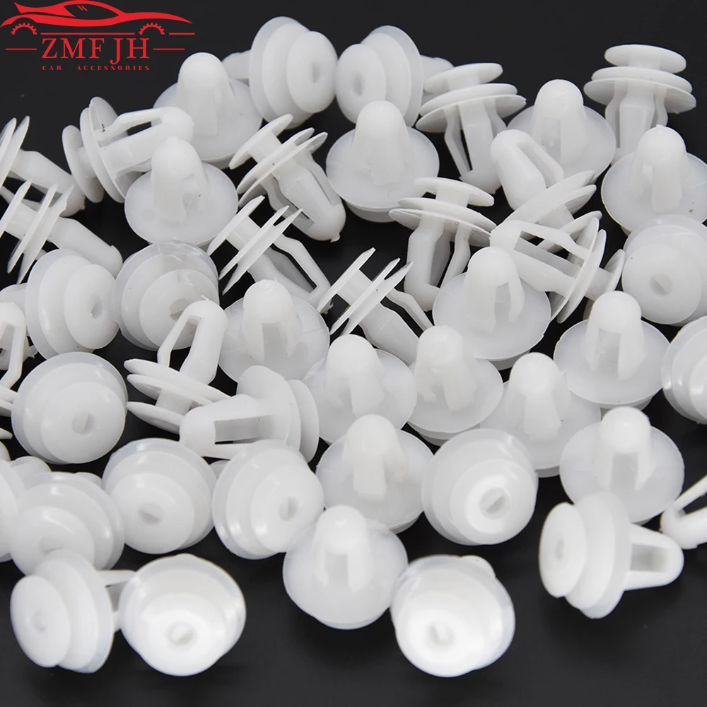 50pcs White Auto Bumper Fender Fastener Retainer Clips 8mm Hole Car ...