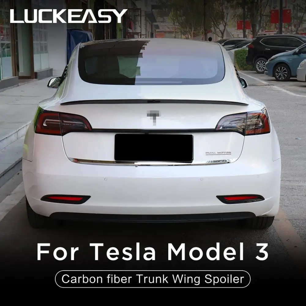 For Tesla Model 3 High performance version carbon fiber trunk wing ...