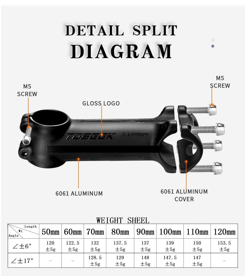 Potence de vélo,tige de guidon de vélo vtt en aluminium ultraléger,6-17 ...