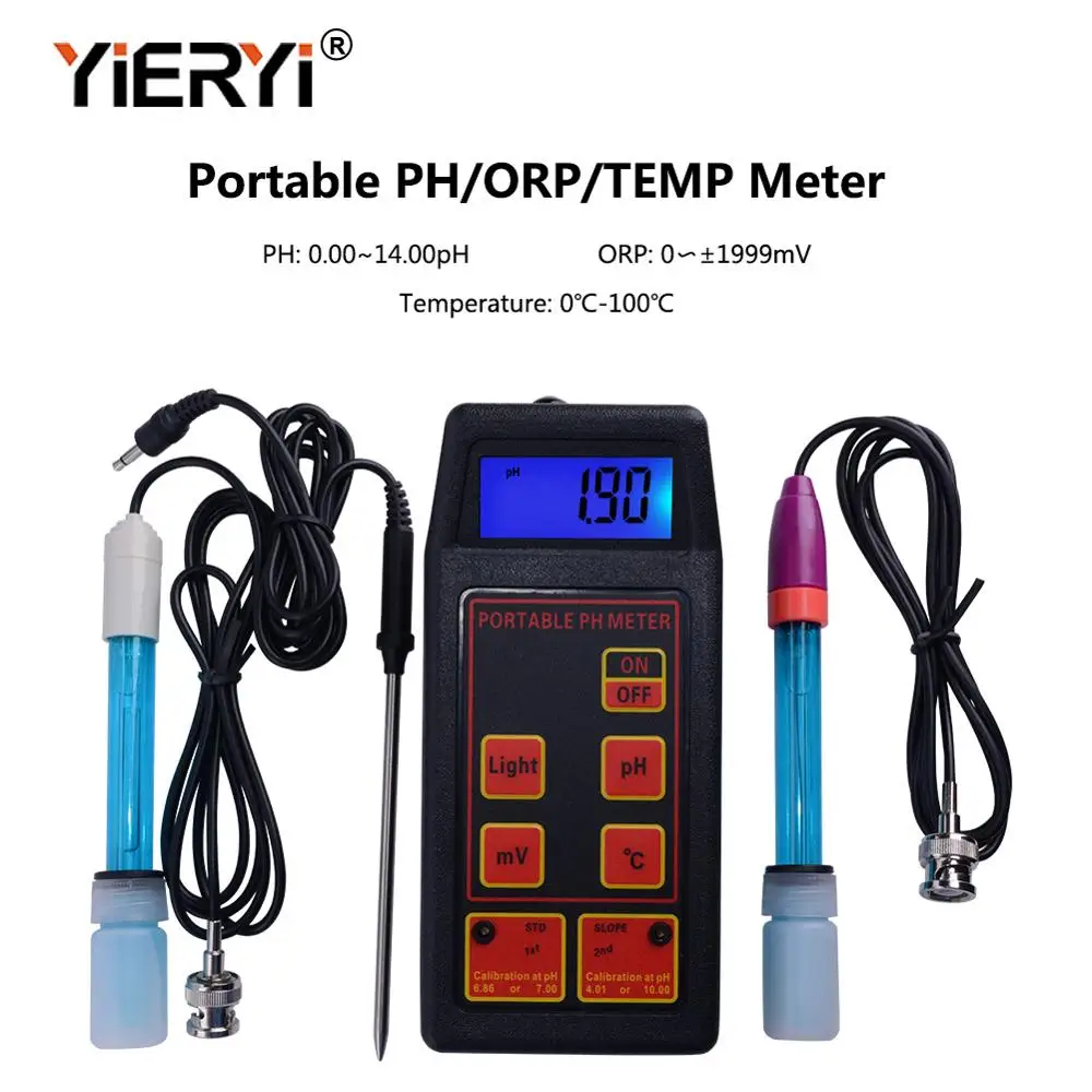 Yieryi 3-in-1 High Accuracy Portable Ph/mv/temp Meter + Replaceable Ph & Orp Electrodes ...