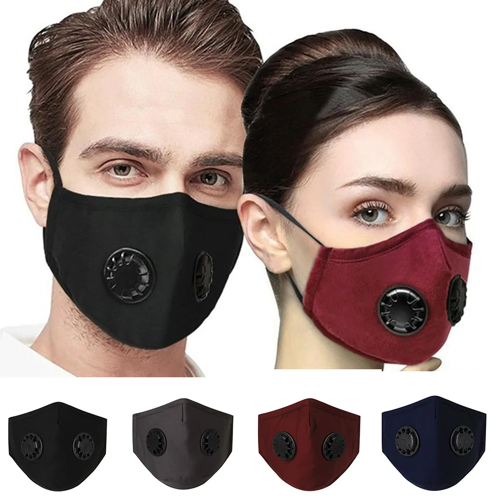 Double Valve Mouth Mask With 2 Replaceable Filters Mask Protective ...