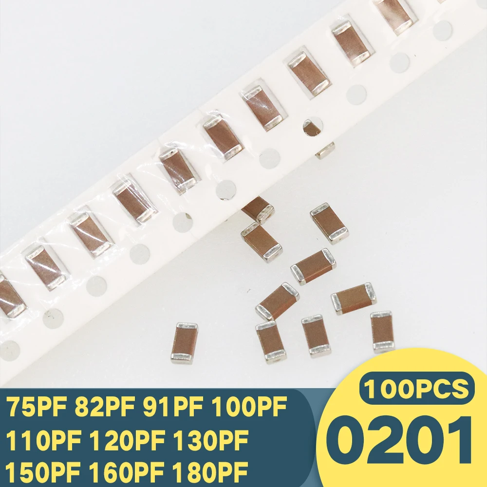 100pcs/lot 0201 50V SMD Thick Film Chip Multilayer Ceramic Capacitor 75PF 82PF 91PF 100PF 110PF ...