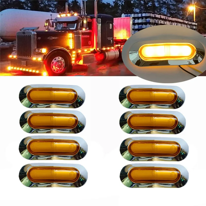8PCS Trailer Lights LED Side Marker Lights Truck Lighting 12-24v Truck ...