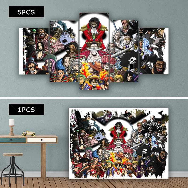 Luffy Poster Wall Art Modular Anime Pictures HD Printed Canvas Painting ...