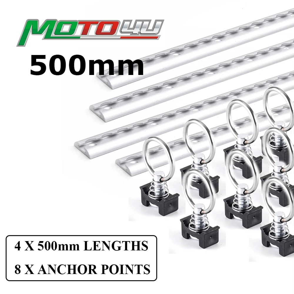4 x 500MM Round Anchor Track Tie Down Rail And 8 x Anchor Point System ...