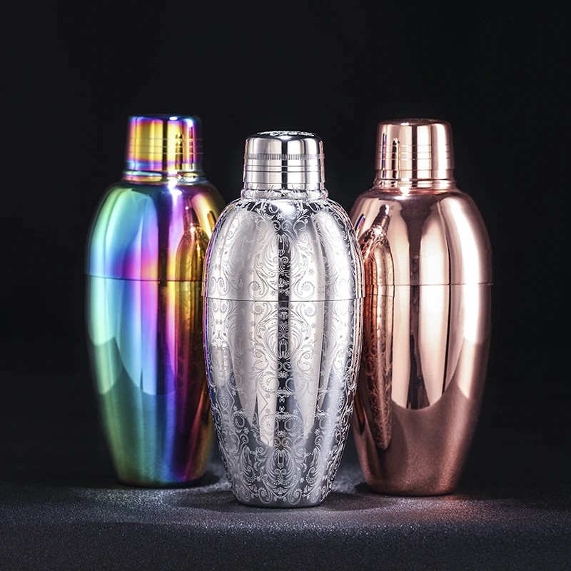 500ml 3pieces Vintage Cocktail Shaker Bar Shaker Cobbler Shaker Bar ...