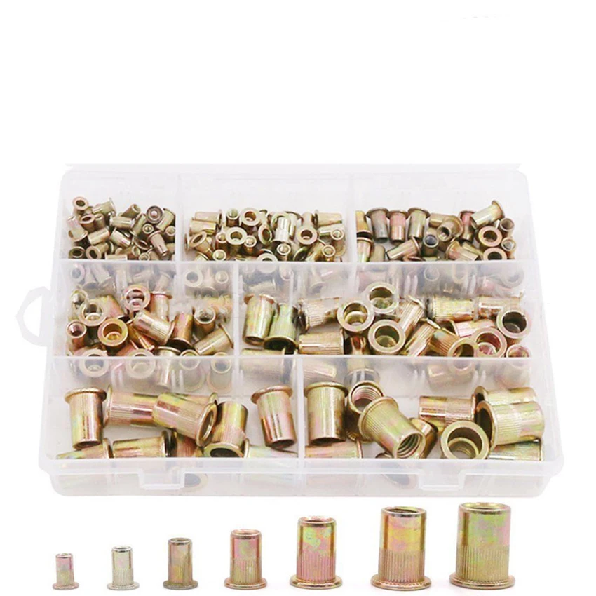 165PCS/Set M3 M4 M5 M6 M8 M10 M12 Rivet Nuts Rivetnut Assortment Kit ...