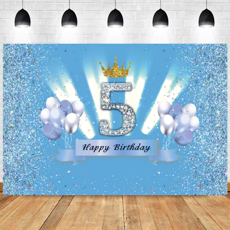 Blue-Sweet-5th-Photo-Backdrop-5-Years-Old-Boy-Girls-Happy-Birthday ...