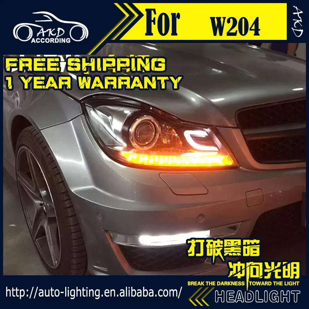 AKD Car Styling Headlights for Benz W204 LED Headlight 2011 2014 C180 ...