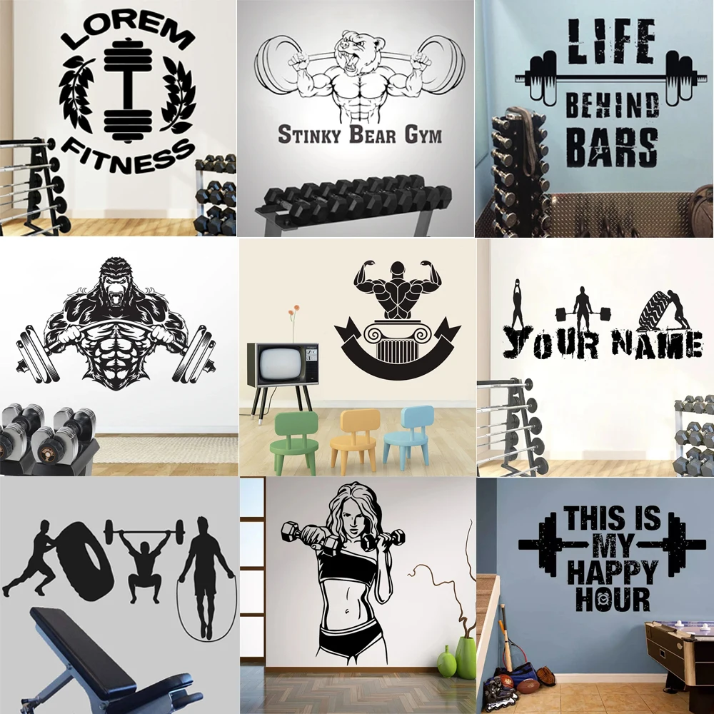 Vinyl-Fitness-Wall-Decals-for-Gym-decor-workout-bodybuilding-Bedroom ...