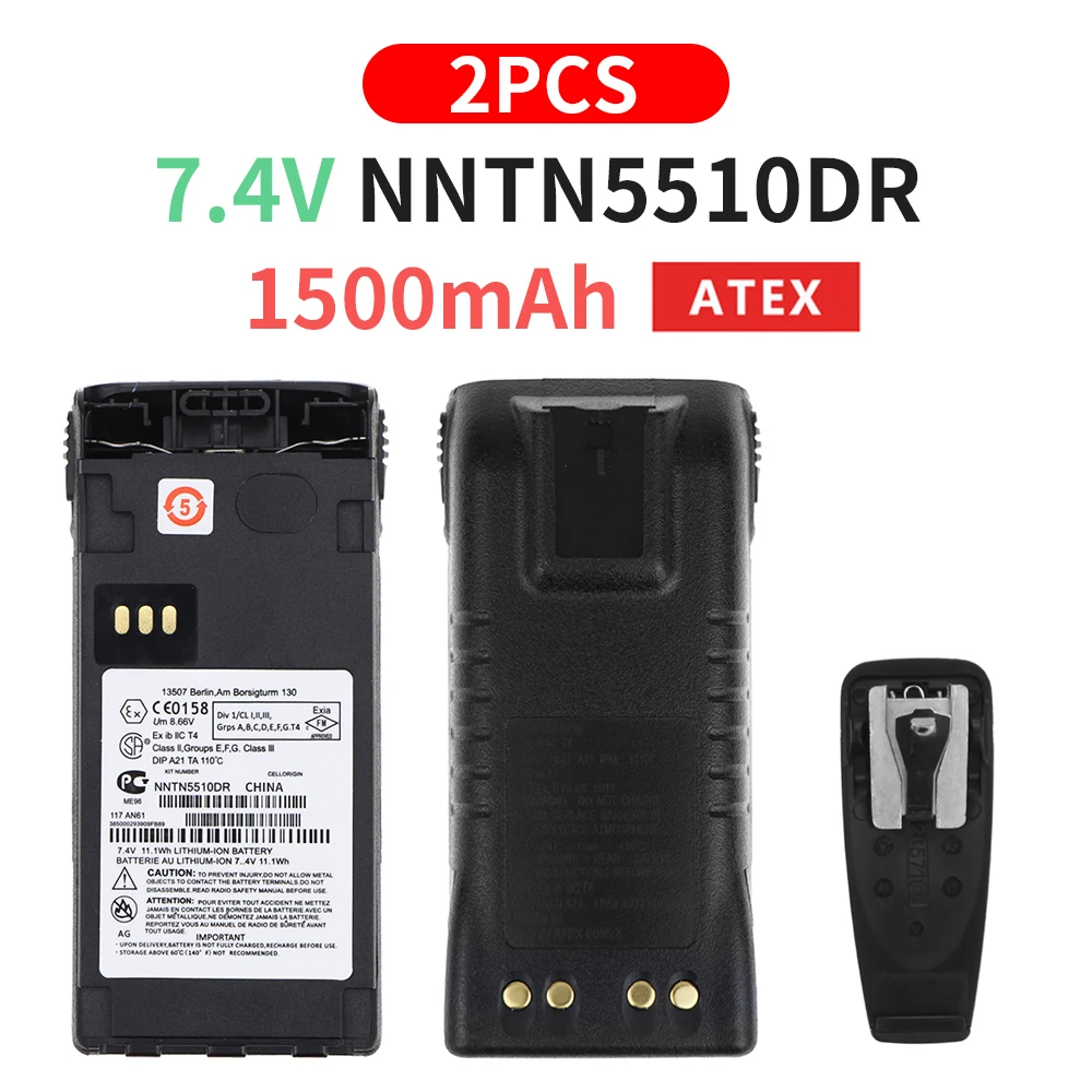 2-Pcs-NNTN5510DR-2200mAh-ATEX-Replacement-Li-Ion-Battery-For-Motorola-GP329EX-GP339EX-PTX760EX ...
