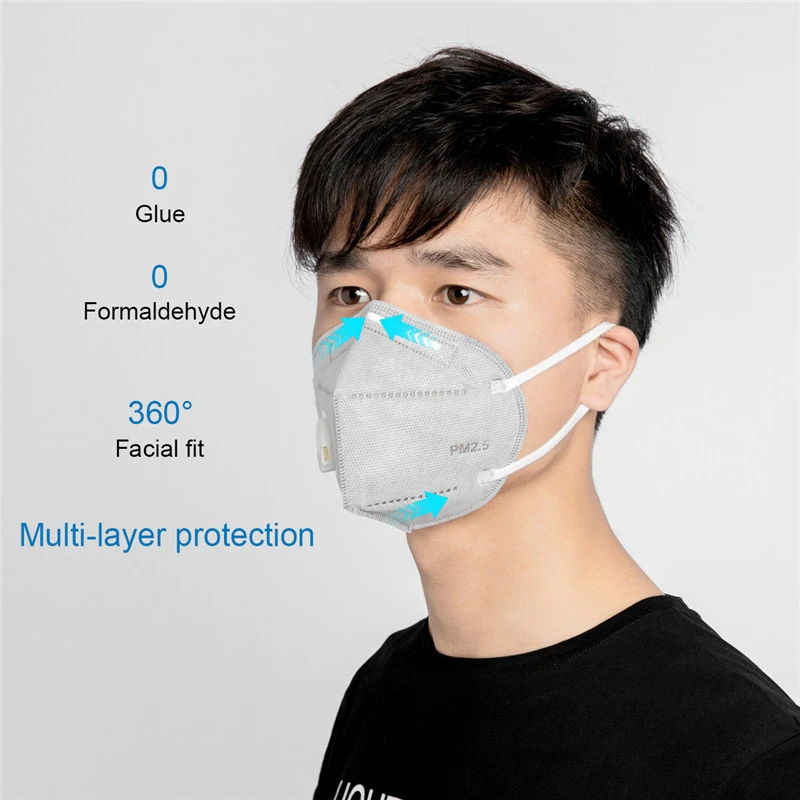 Gray Kn95 Mask 5 Layers Ffp2 Mask Protection Masque Mask Anti Dust Pollution Ffp5 Mask ...