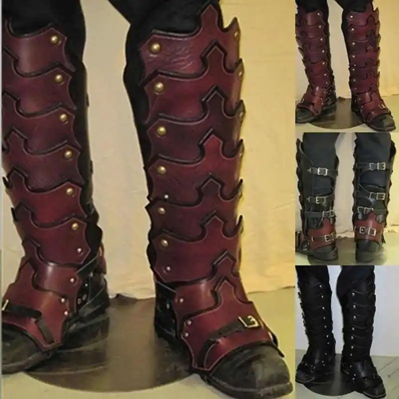 Larp Leather Leg Armor Gothic Greaves Half Chaps Gaiter Medieval Viking ...
