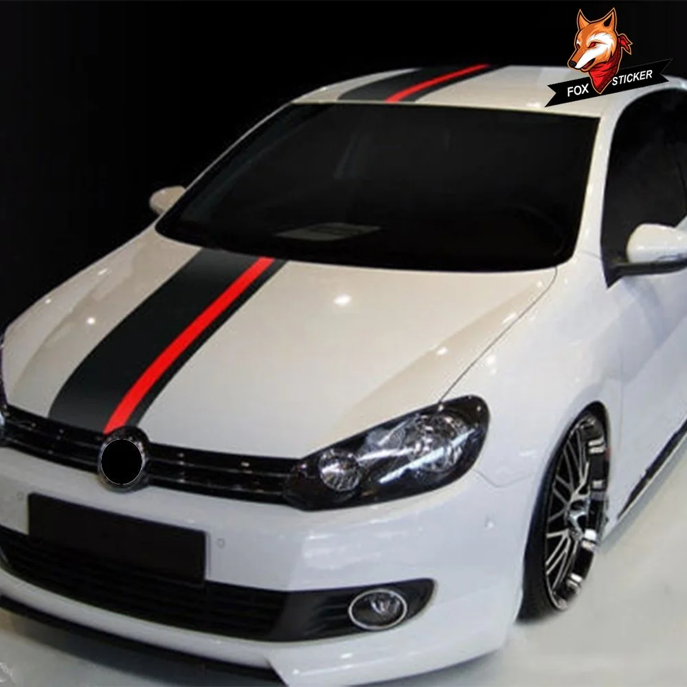 1pair Side Hood Roof Rear Racing Stripe Kit Decal Vinyl Graphic Trunk ...