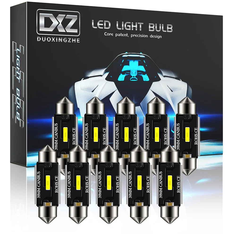 DXZ 10 Pcs Festoon 31MM 36MM 39MM 41MM C5W C10W LED bulbs Canbus Car Interior Map Dome Light ...