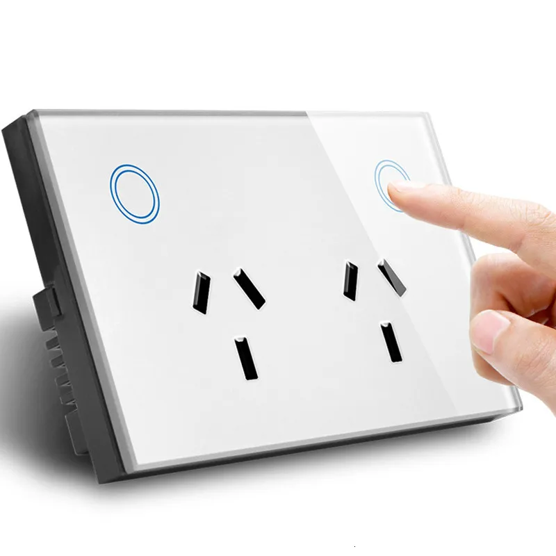 120mm AU/US/CA Double wall socket Tempered Crystal Glass wall outlet ...