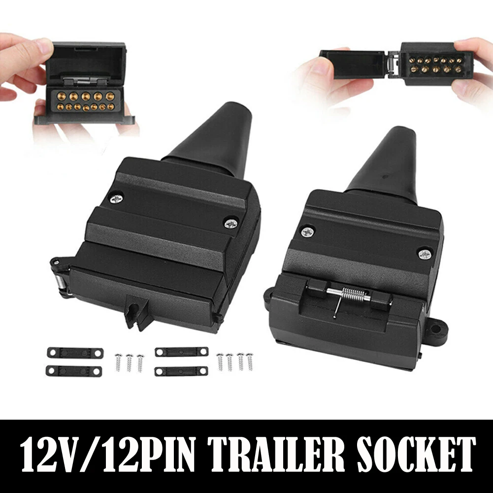2pcs 12 Pin Flat Trailer Connector Plug Socket Set Male Caravan Camper ...