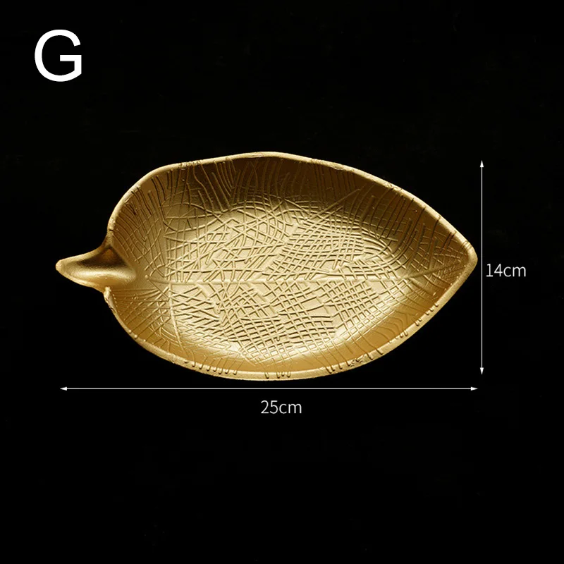 PLATEAU,C--Plateau décoratif nordique doré en forme de feuille'ananas ...