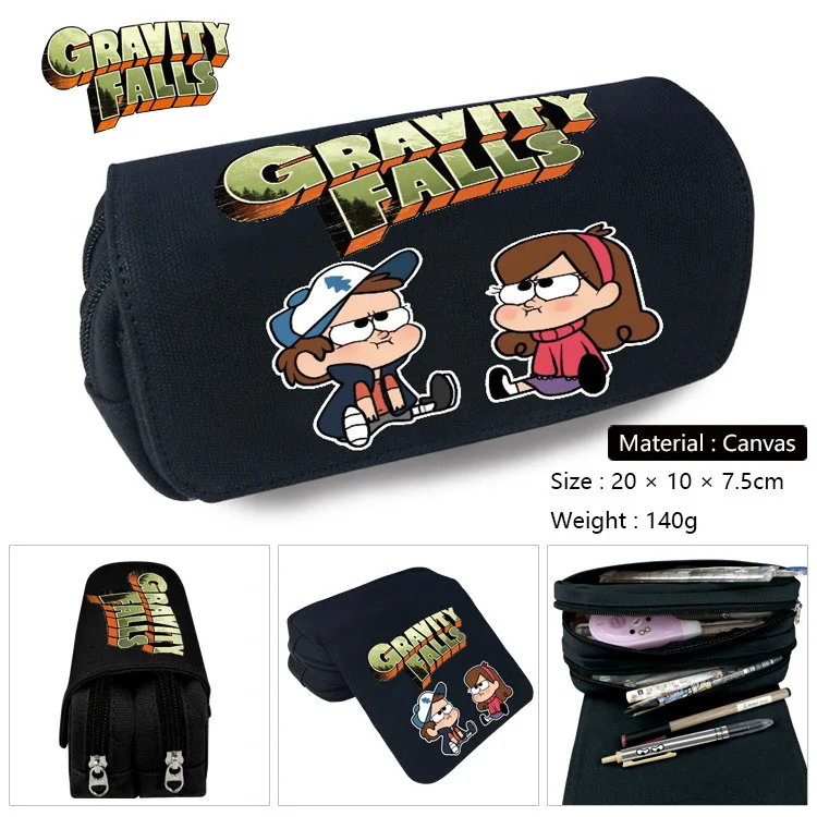 Gravity Falls Canvas Double-layer Zipper Stationery Pencil Case Cartoon ...