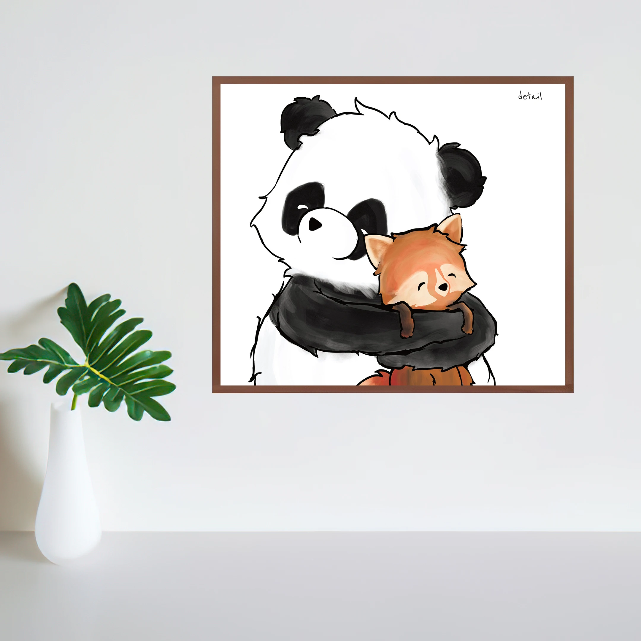 Panda Nursery Art Print - Hugging A Red Panda - Painting & Calligraphy ...